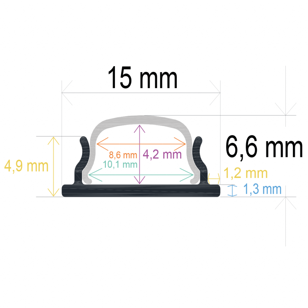 Perfil de aluminio de 15mm*6.6mm*2000mm. - Estanterias Mateo
